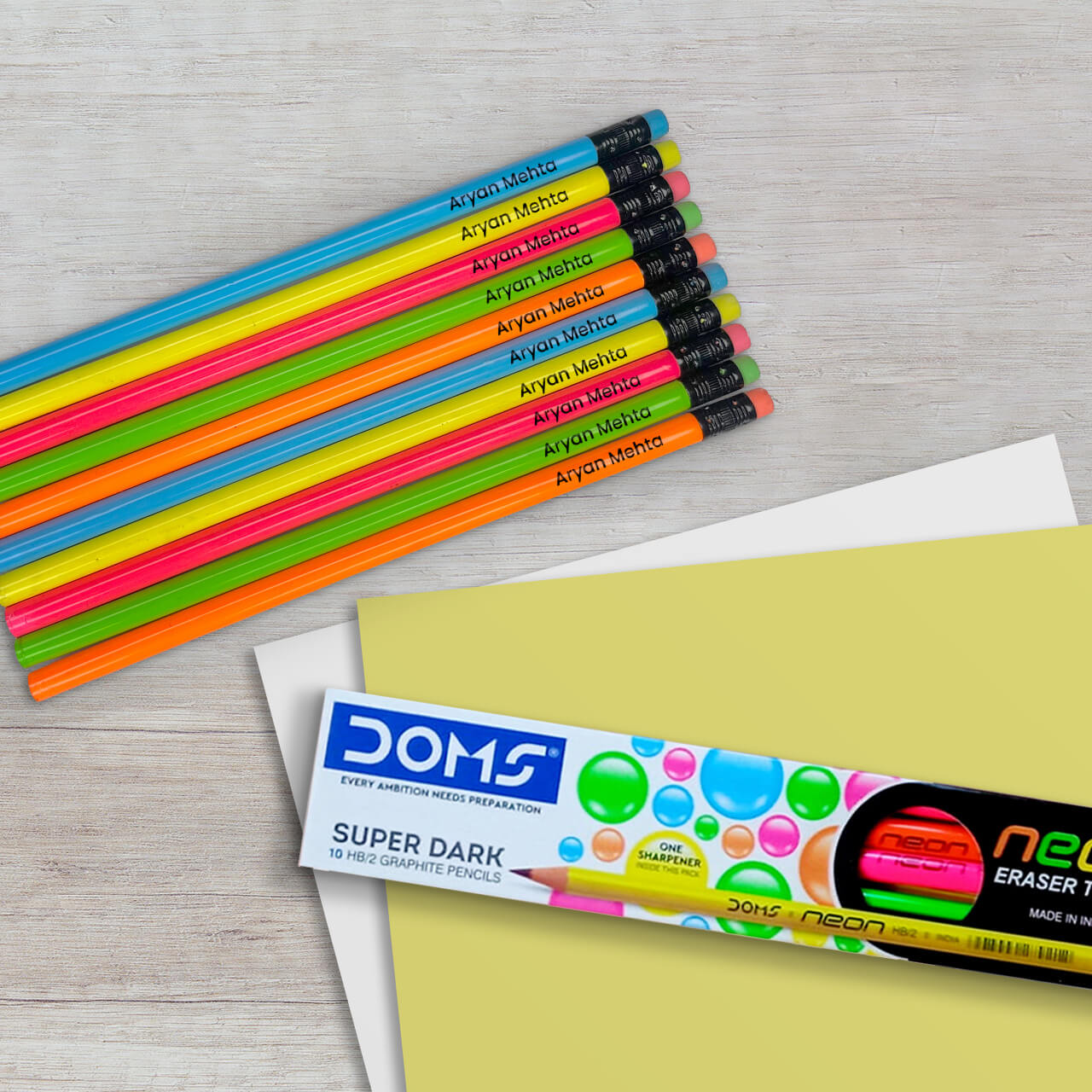 Personalized Doms Neon HB/2 Pencils | Zoomin