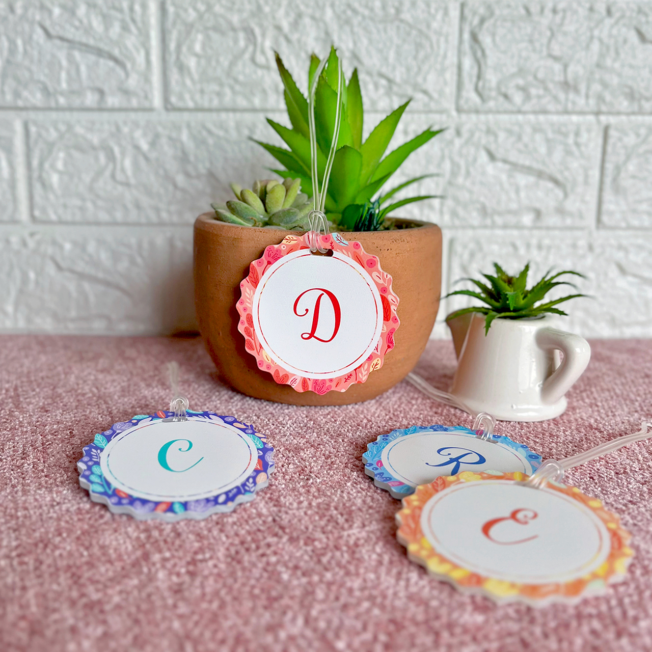 Floral Emblem Acrylic Letter Tag | Zoomin