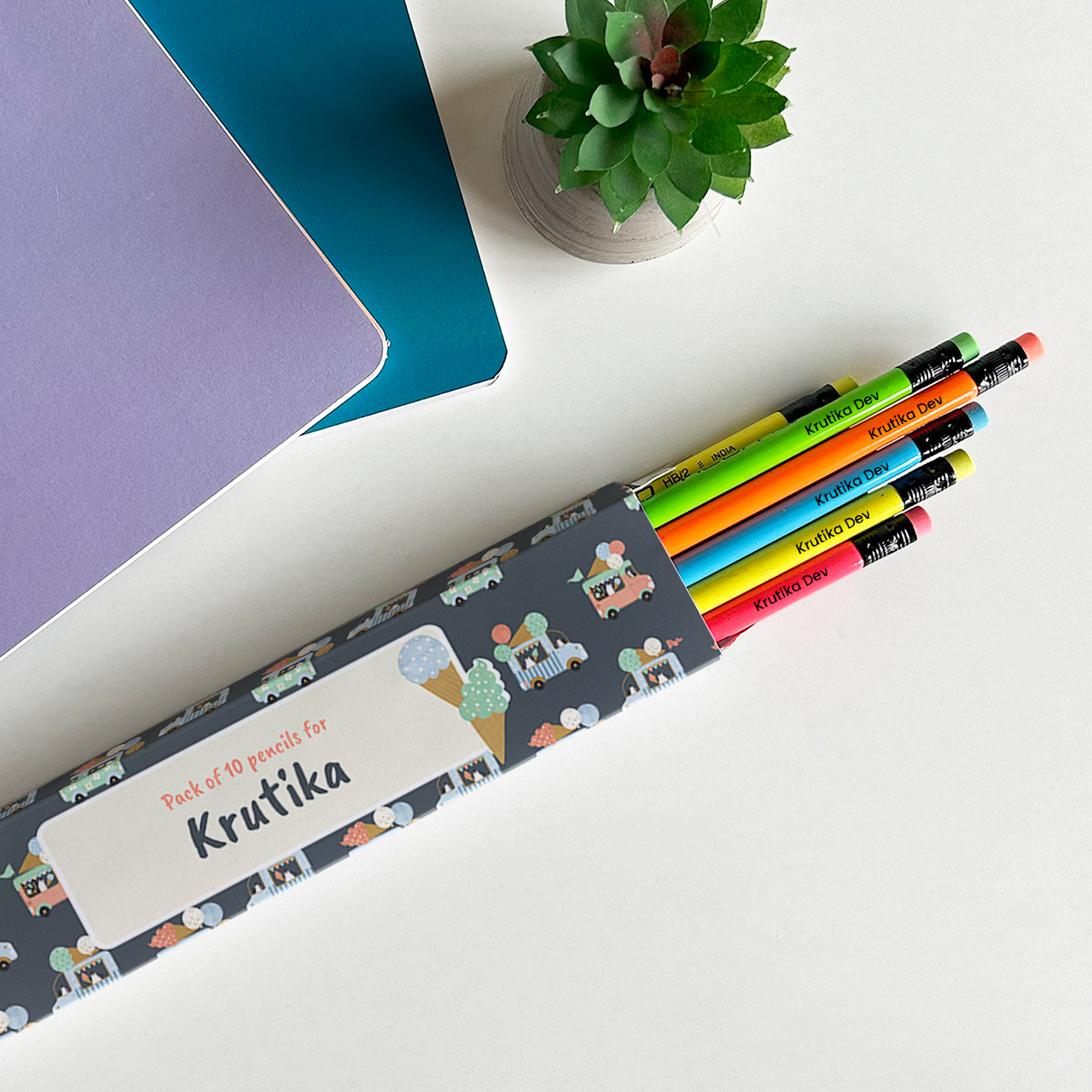 Ice Cream Fun Doms Personalized Pencils with Names | Zoomin