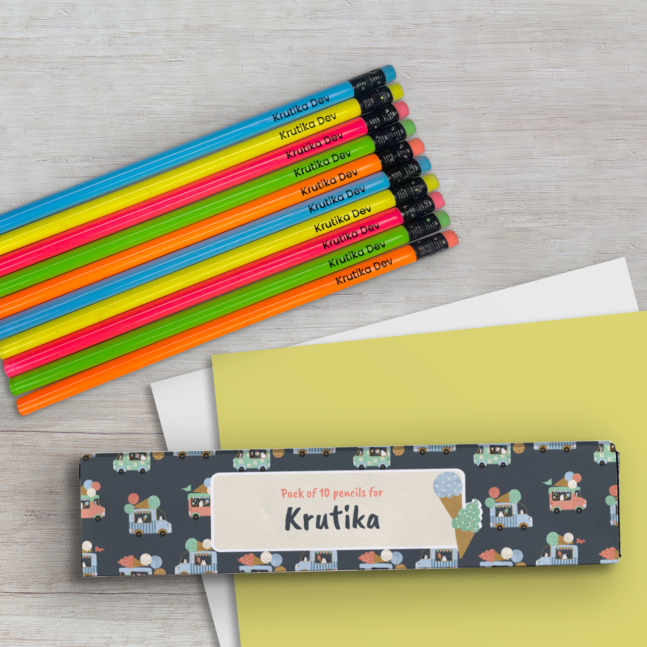 Ice Cream Fun Doms Personalized Pencils with Names | Zoomin