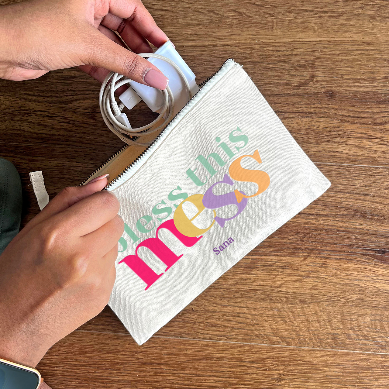 Bless This Mess Custom Printed Pouches with Name | Zoomin