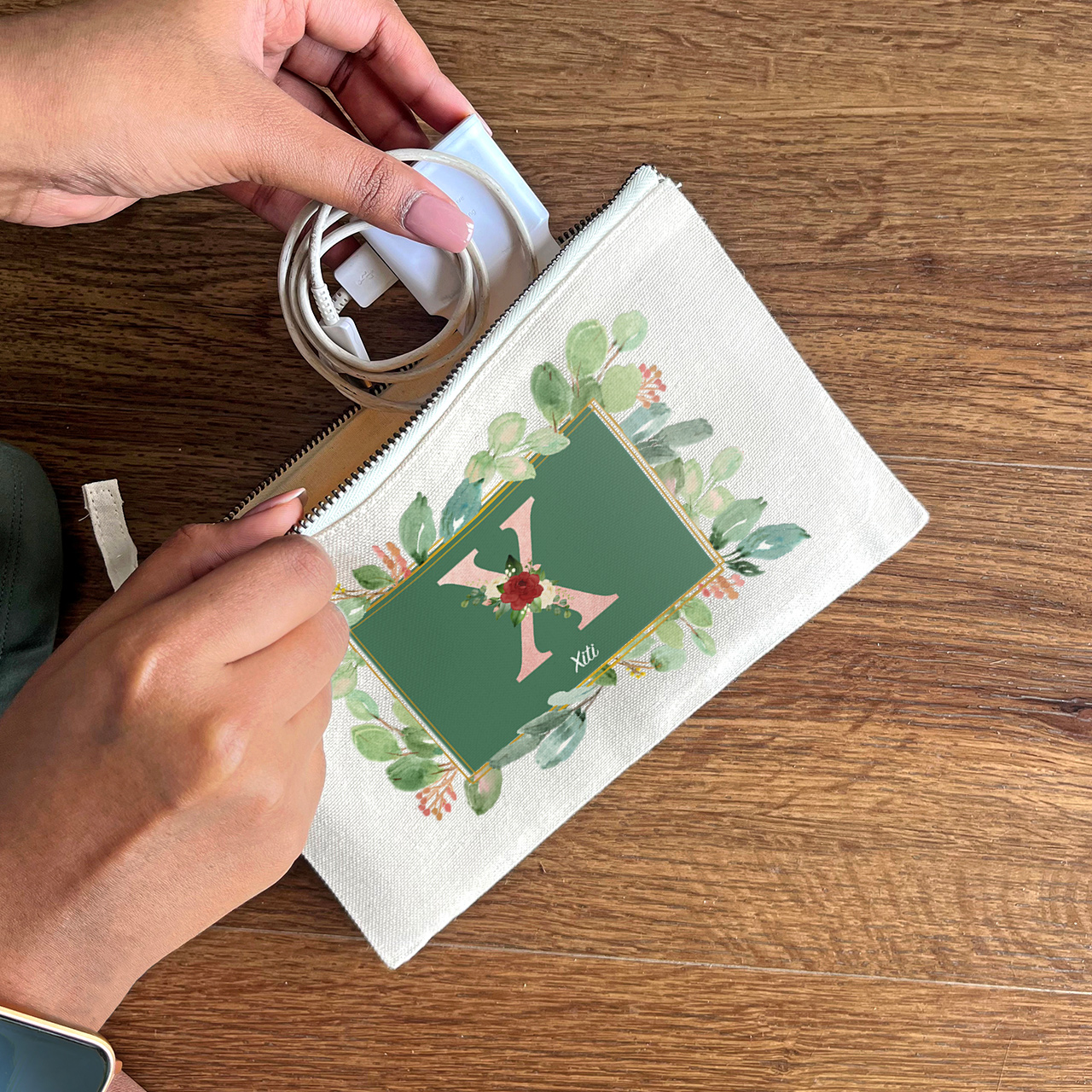 Bouquet Monogram X Custom Printed Pouches with Name | Zoomin