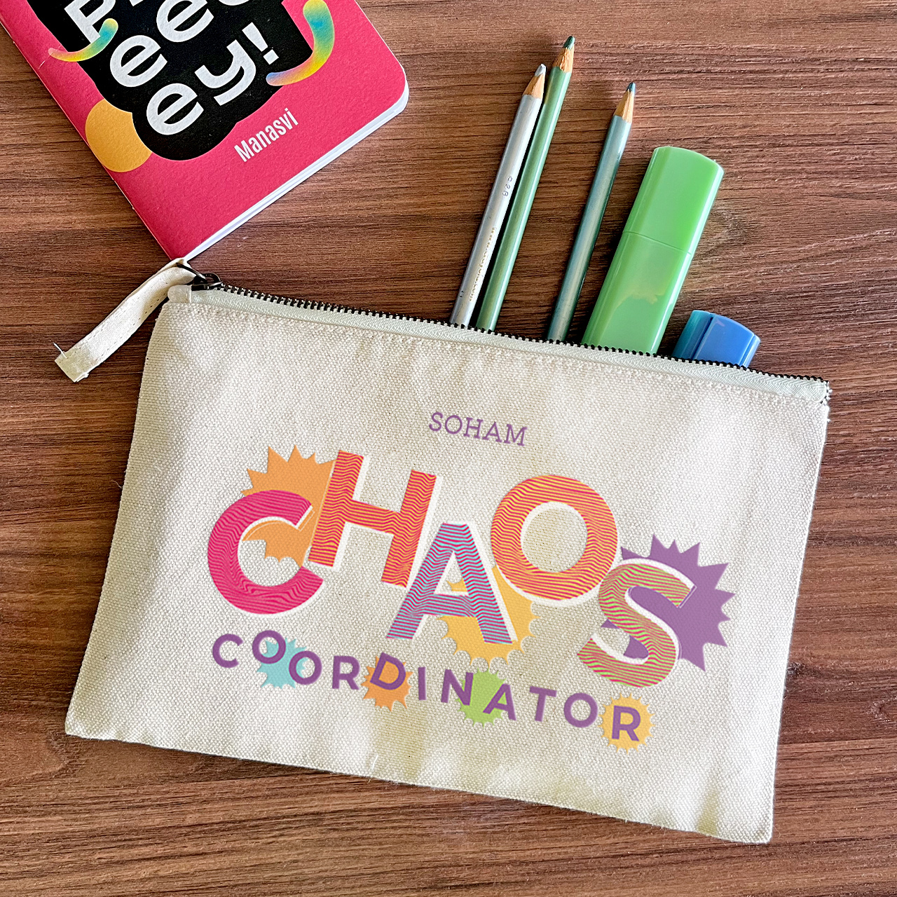 Chaos Coordinator Custom Printed Pouches with Name | Zoomin