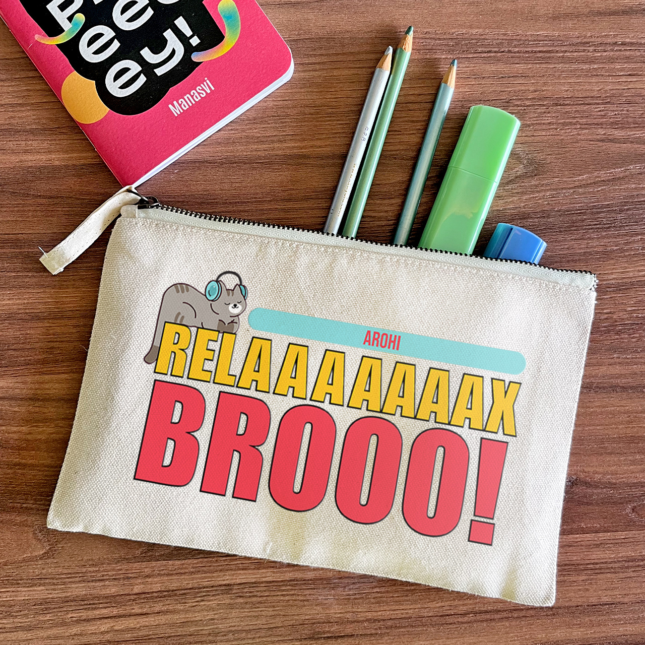 Relax Bro Custom Printed Pouches with Name | Zoomin