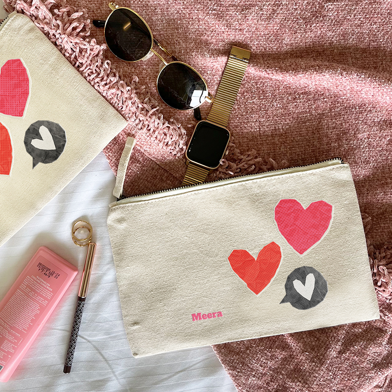 Sweetheart Scribbles Custom Printed Pouches with Name | Zoomin