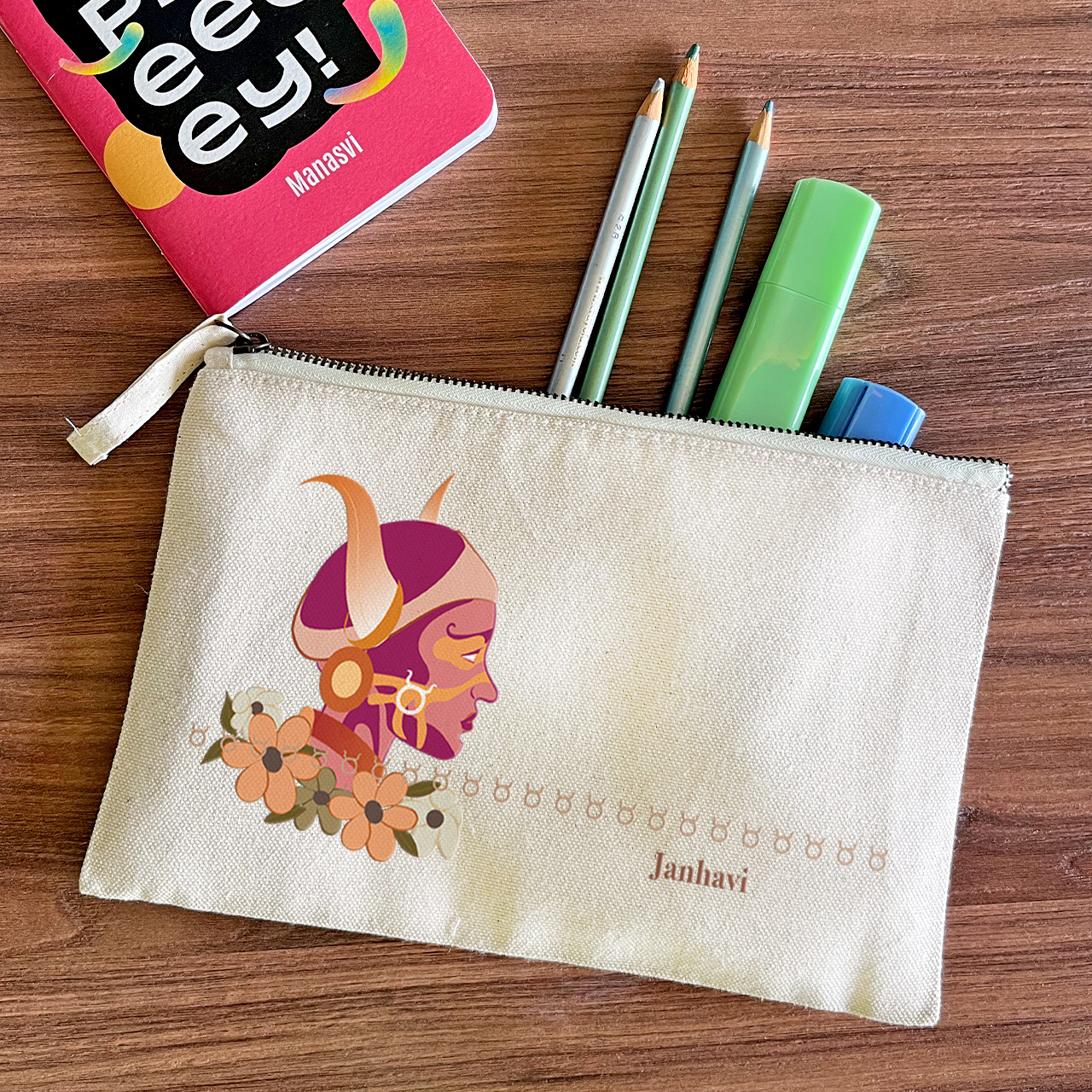 Zodiac Taurus Custom Printed Pouches with Name | Zoomin