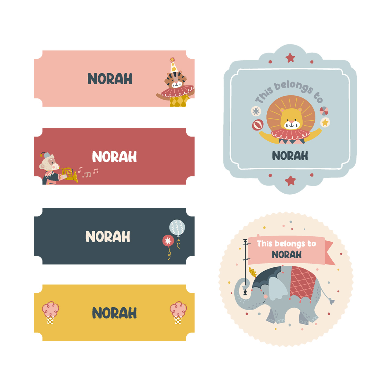 Animal Circus Custom Name Tag | Zoomin