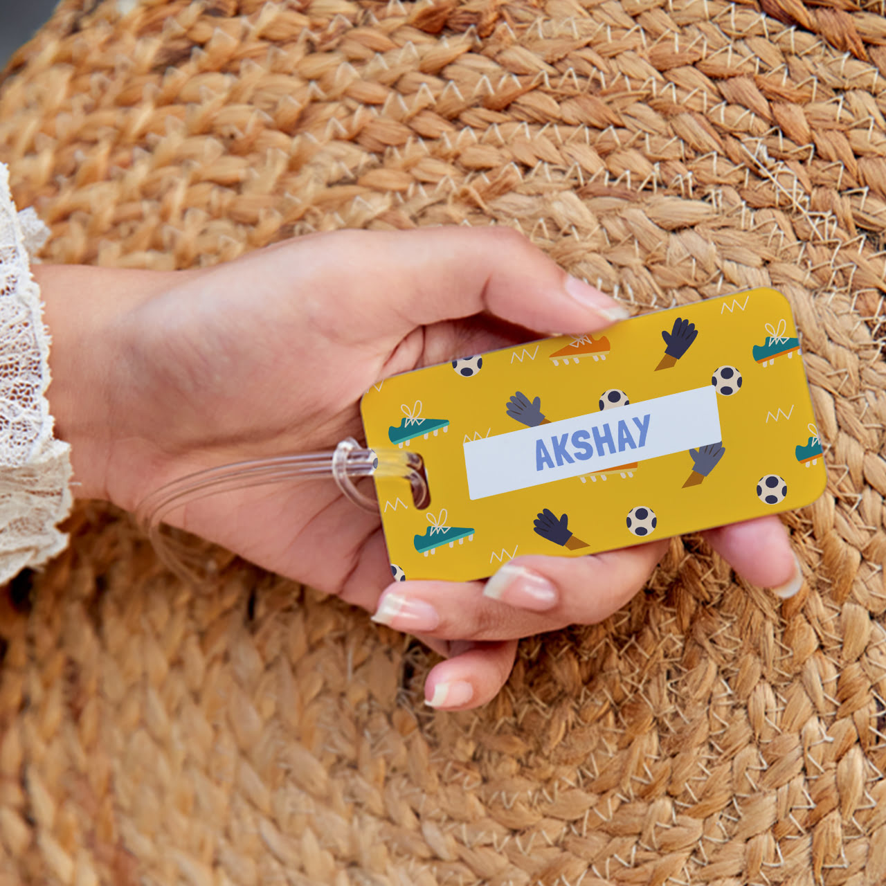 Football Goals Boy Custom Name Tag | Zoomin