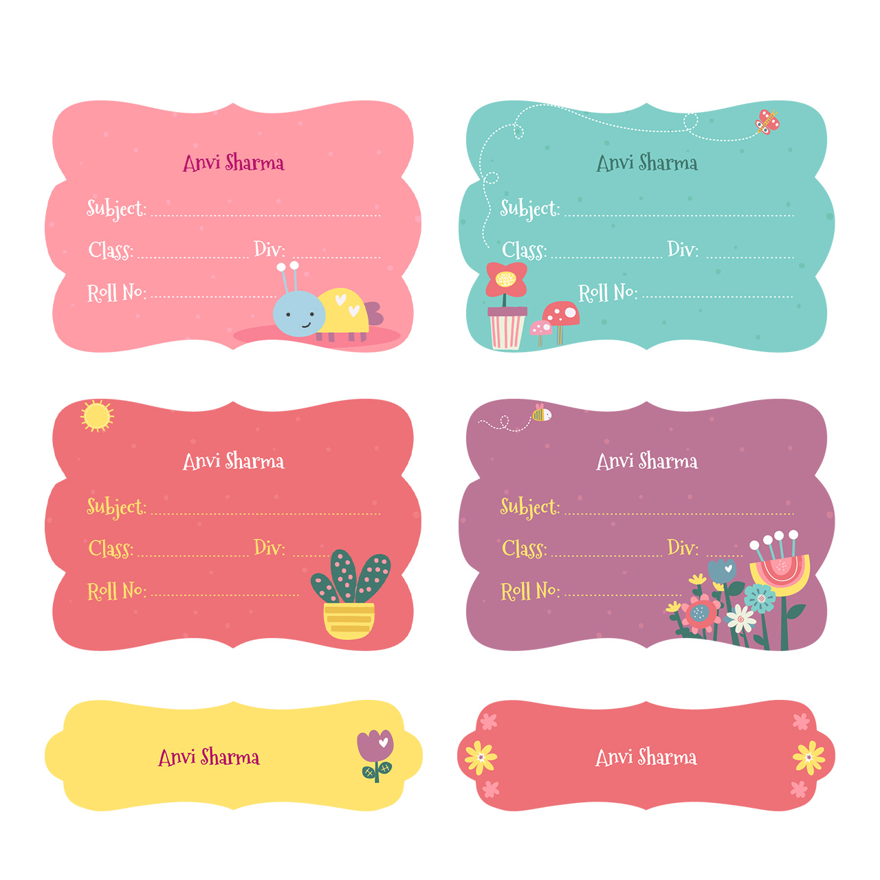 Personalized Name Slips and Book Stickers for Kids