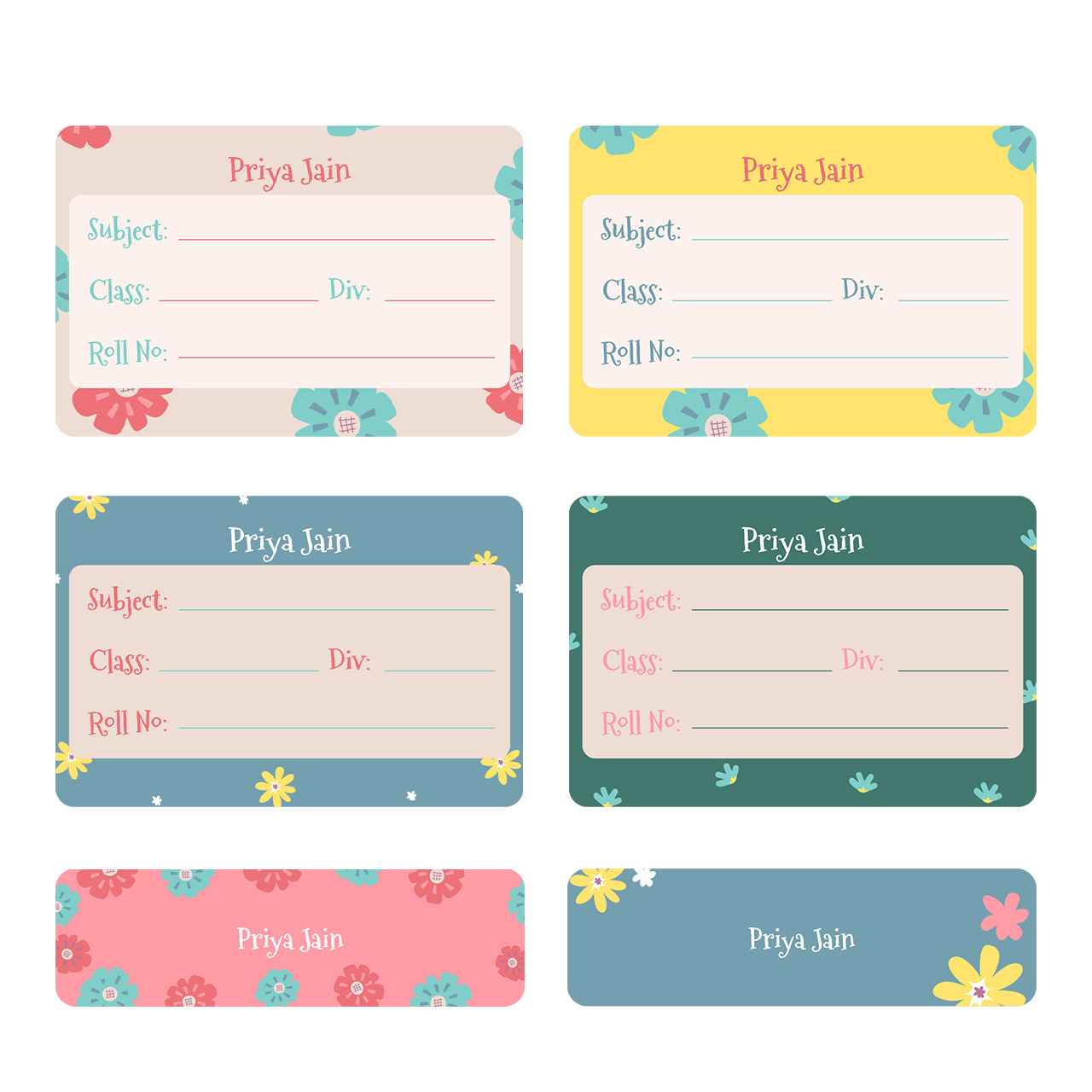 Personalized Name Slips for School Books | Set of 24 Labels | Zoomin