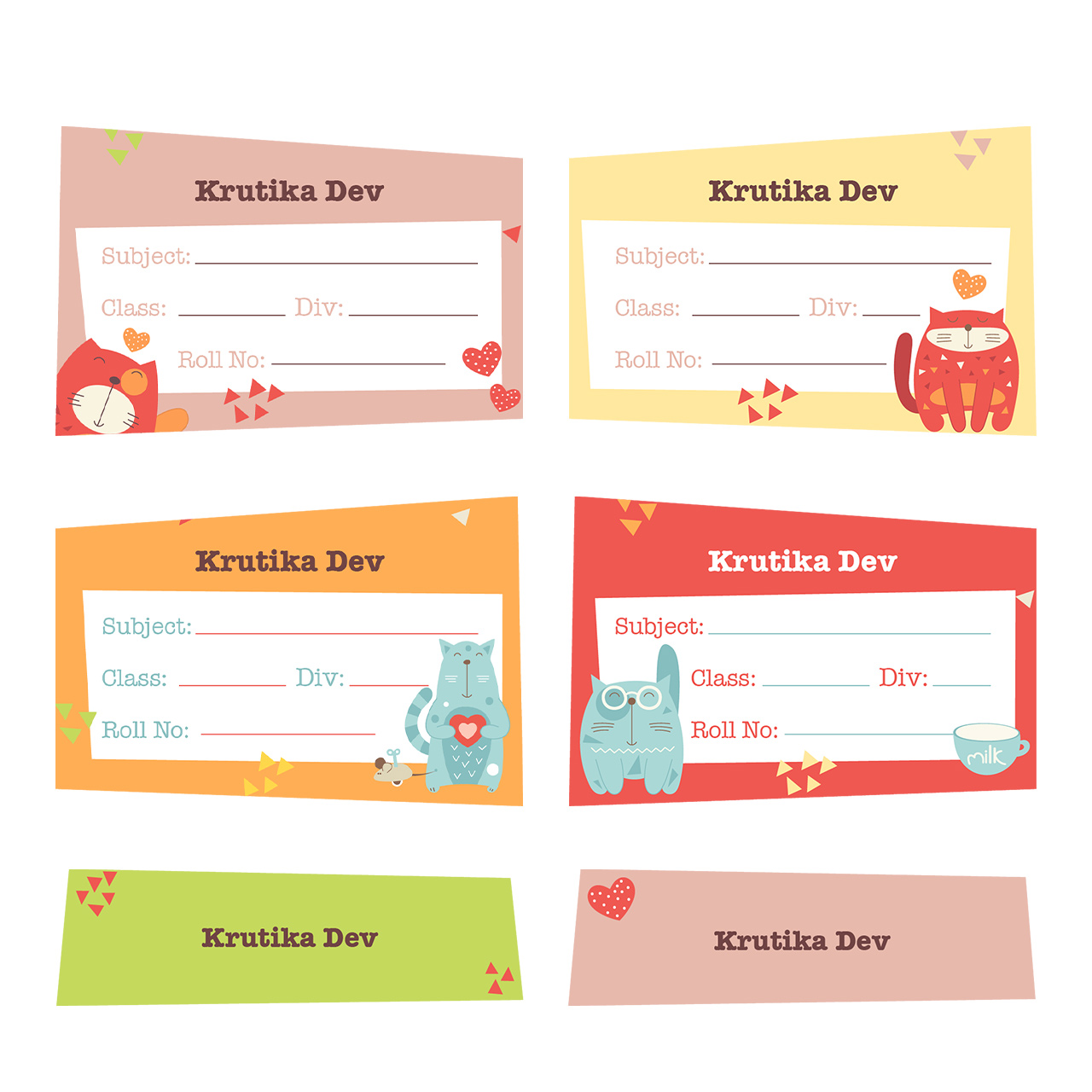 Personalized Name Slips and Book Stickers for Kids