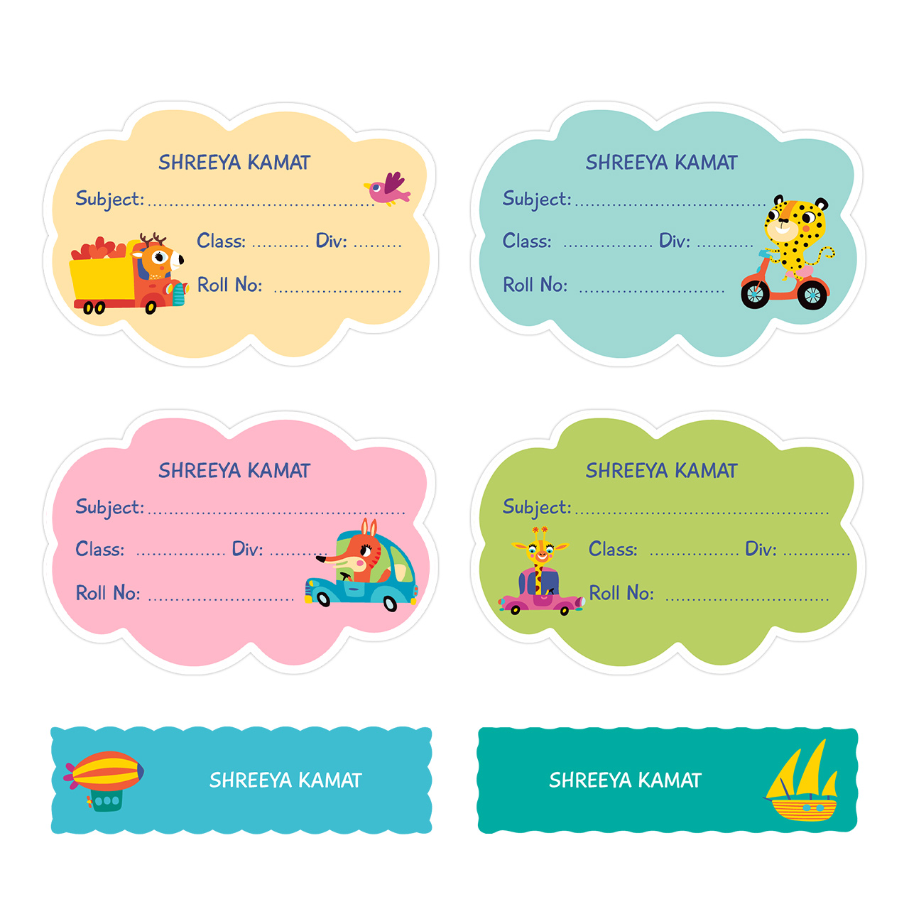 Personalized Name Slips for School Books | Set of 24 Labels | Zoomin