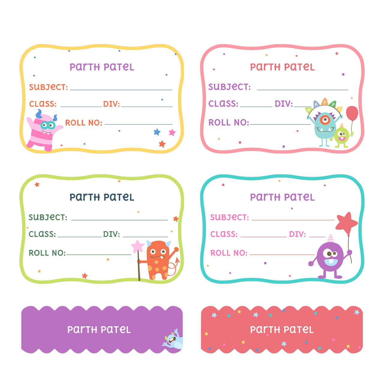 Personalized Name Slips and Book Stickers for Kids