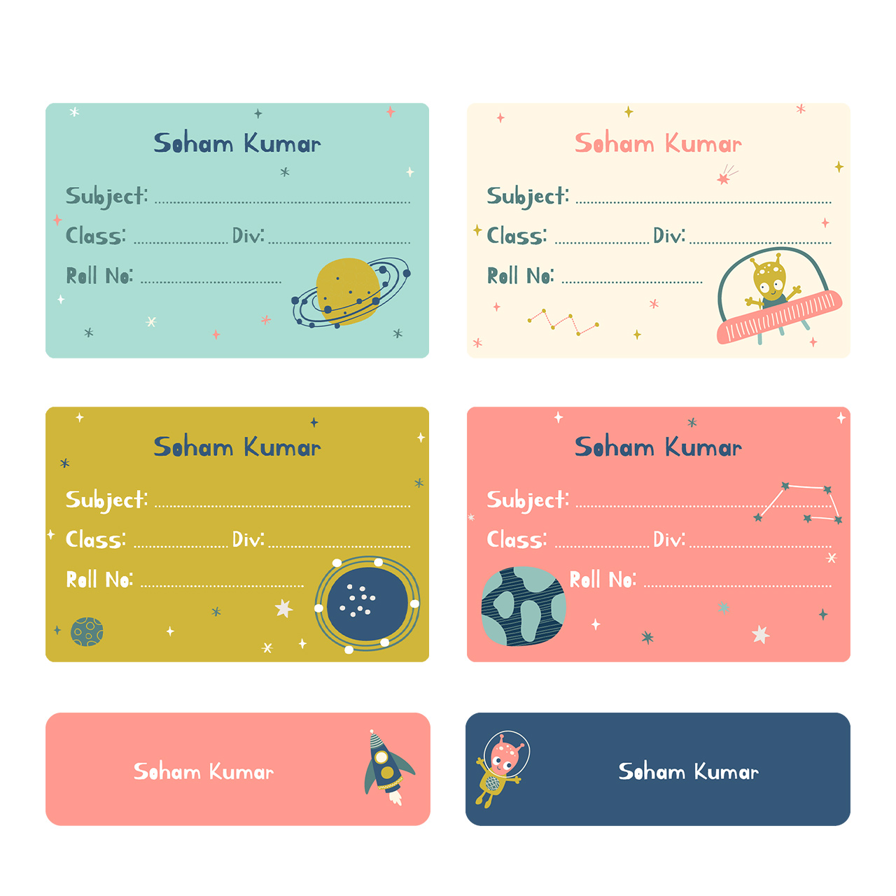 Personalized Name Slips for School Books | Set of 24 Labels | Zoomin